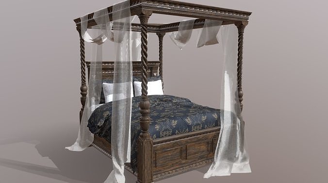 Four-Poster Canopy Bed 3D model | CGTrader