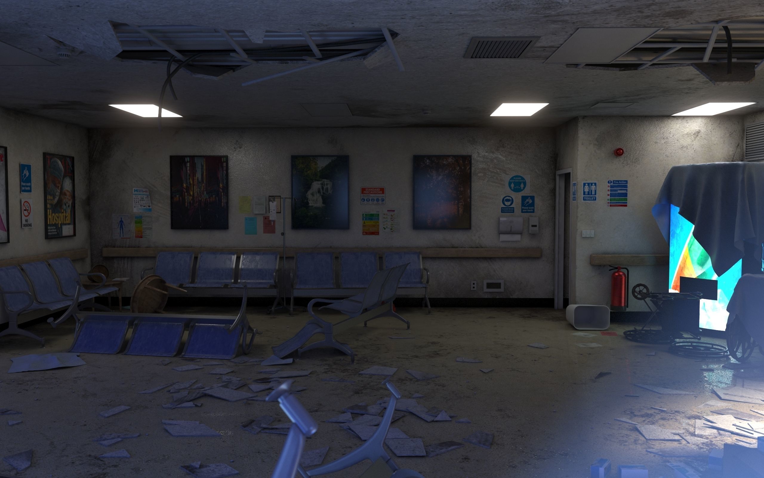 3D model Abandoned Hospital Lobby VR / AR / low-poly | CGTrader