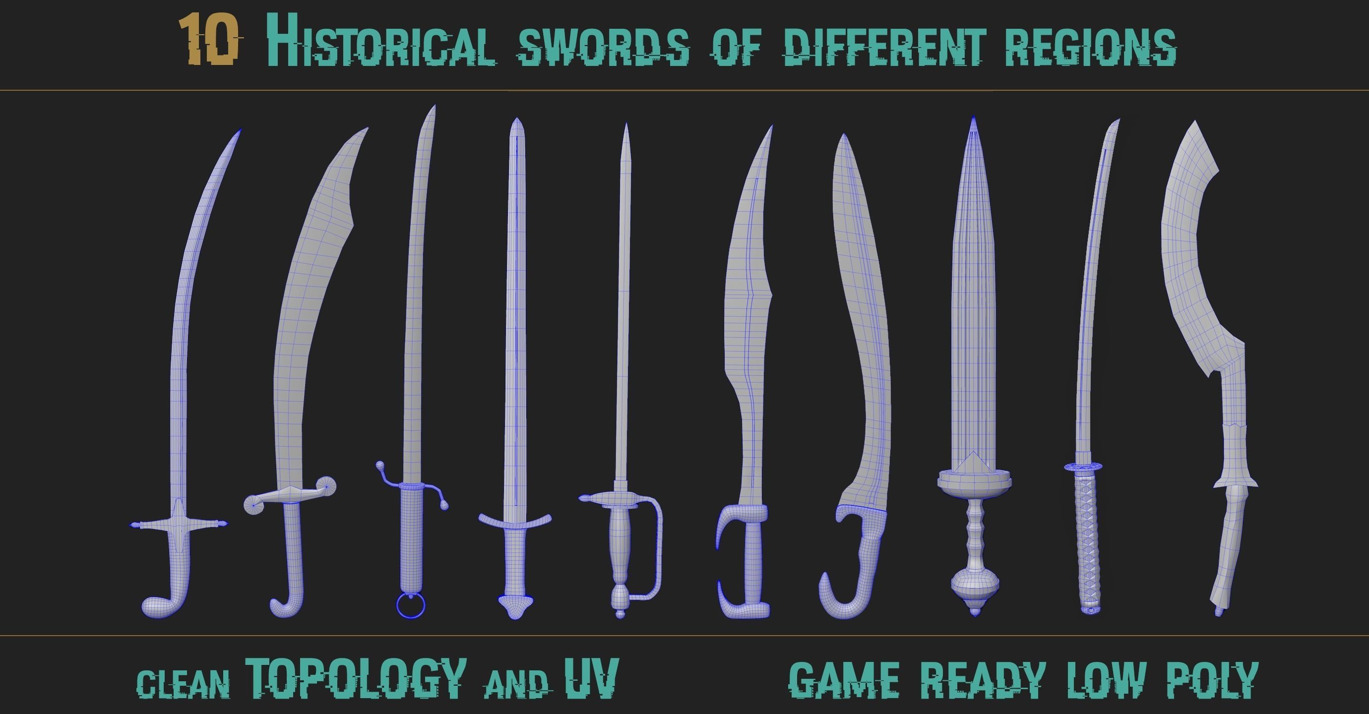 3D model Historical swords of different regions VR / AR / low-poly ...