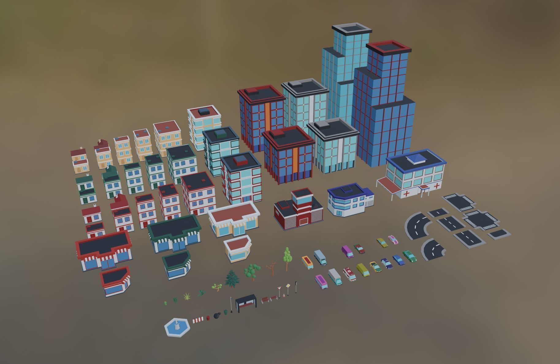 3D model Low Poly City - Asset Pack VR / AR / low-poly | CGTrader