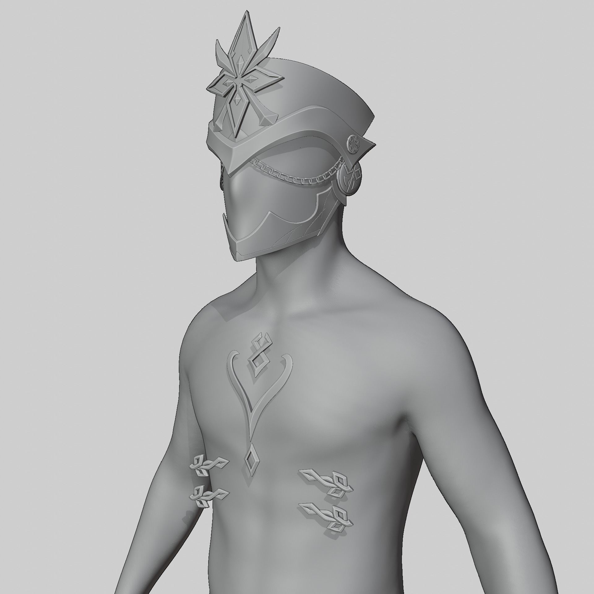 A WINTER NIGHT GENSHIN IMPACT COSPLAY MASK CAPITANO 3D model 3D ...