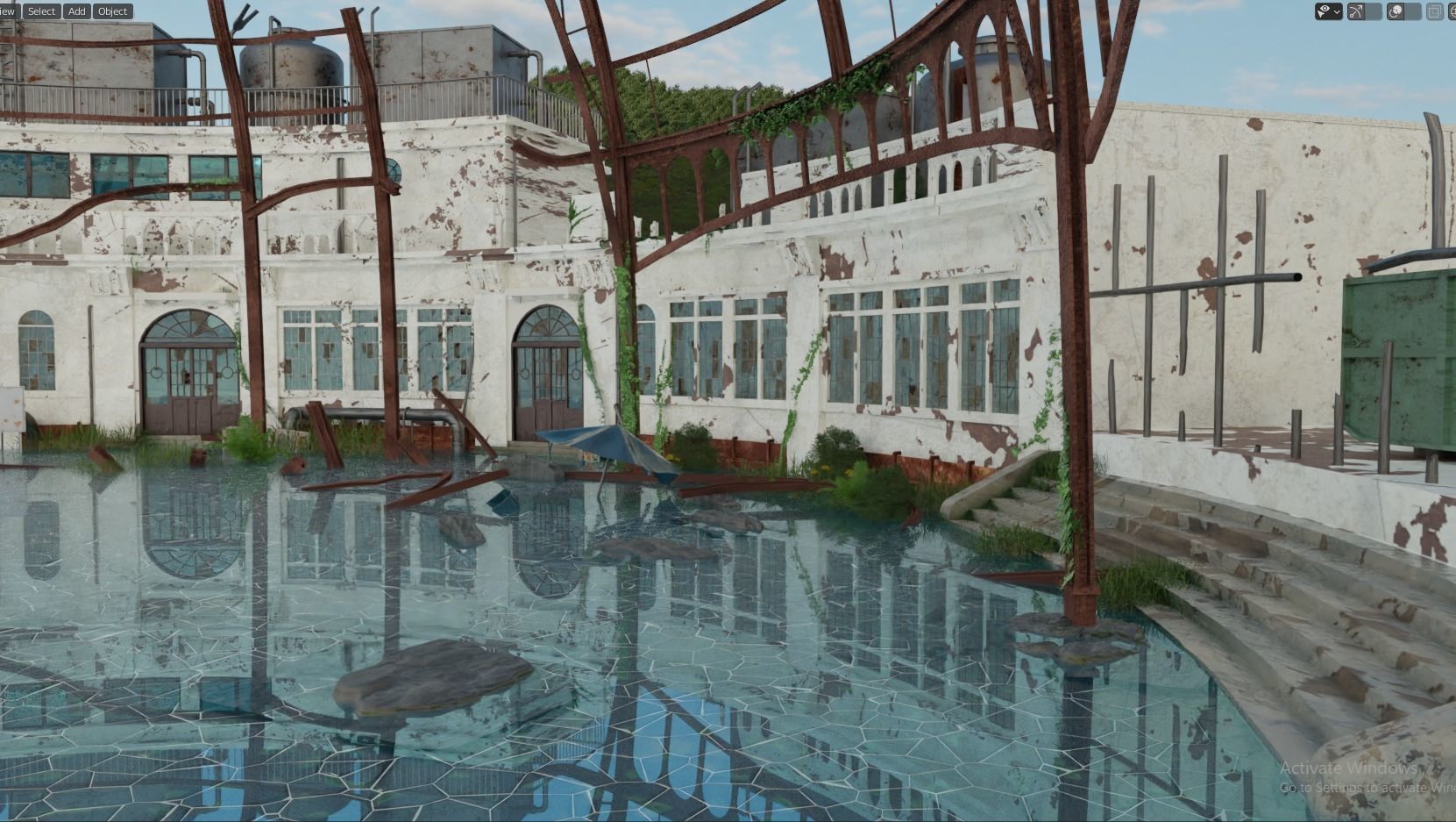 Suzume Scene - Realistic Abandoned Building Project 3D model animated ...