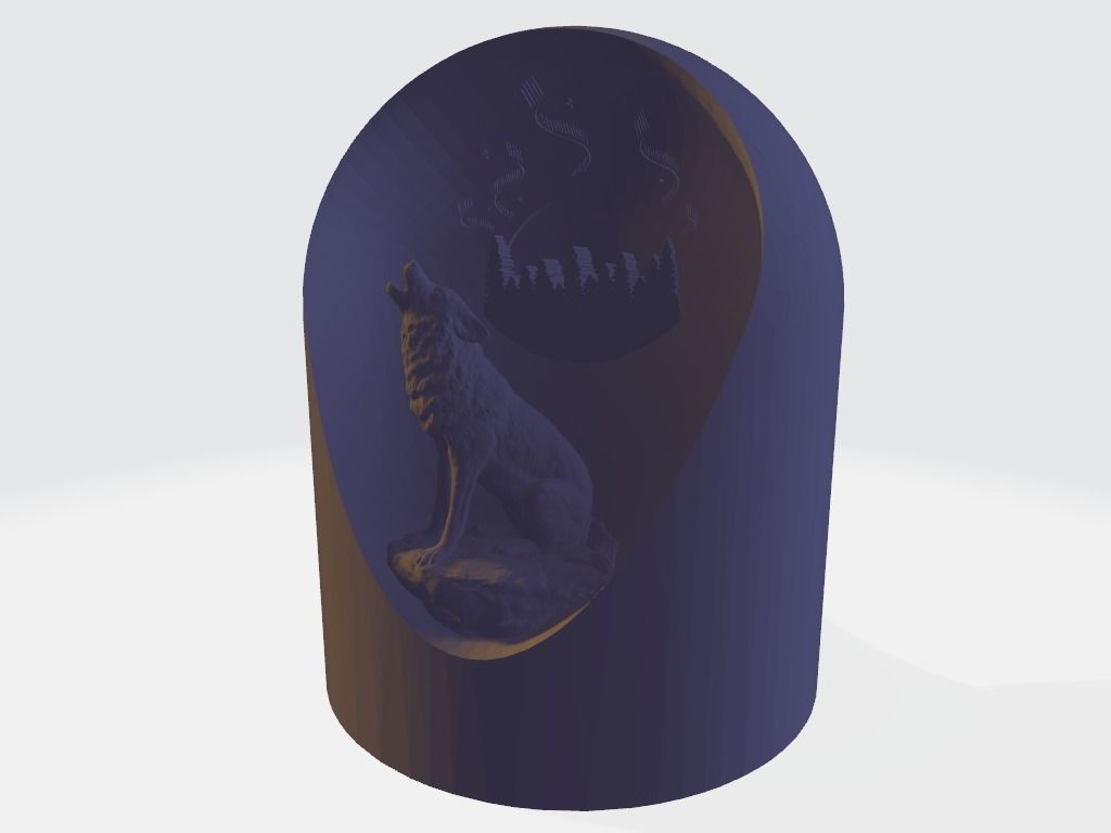 Howling Wolf - LED Light Up Diorama 3D model 3D printable | CGTrader
