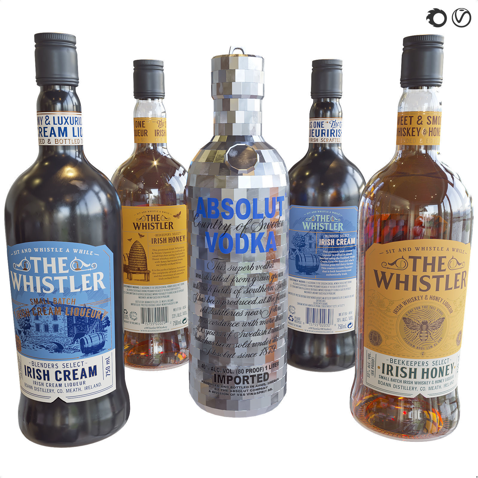 Alcohol set Irish Whiskey and Swedish Vodka 3D model | CGTrader