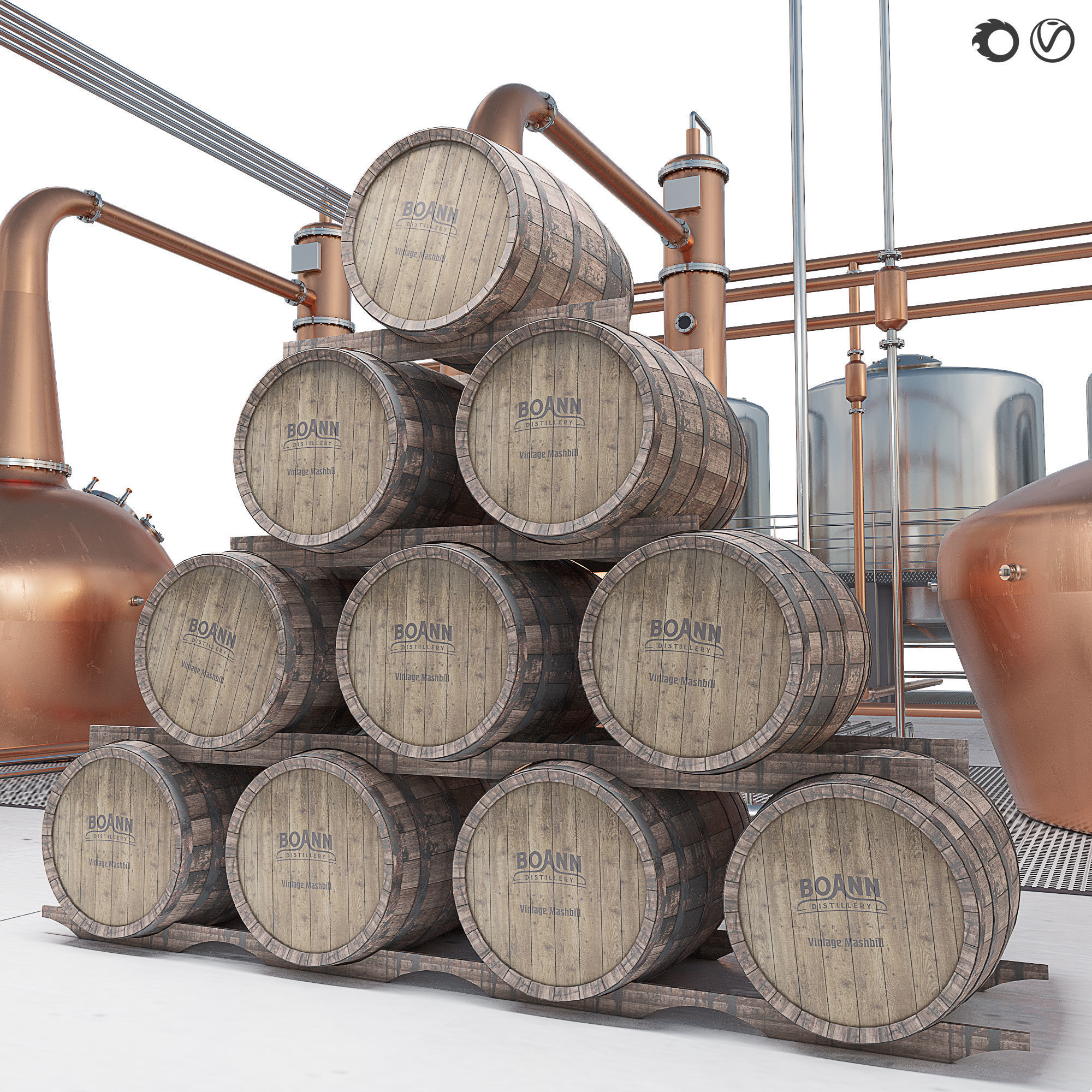 Industrial still Boann distillery 3D model | CGTrader
