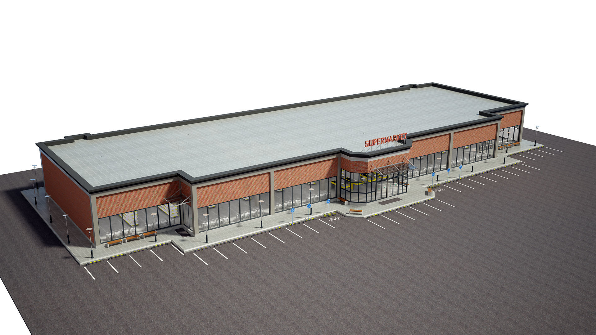 Supermarket Building Full 3D model | CGTrader