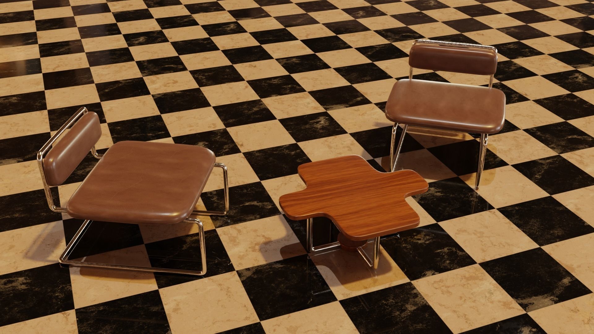 70s chair and table free 3D model | CGTrader