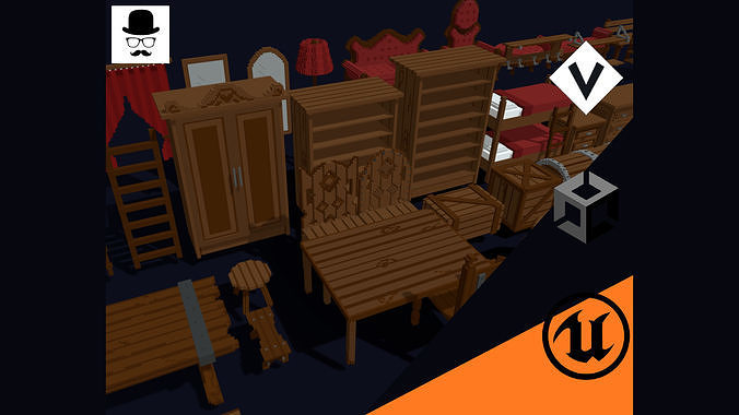 3D model Props Pack - 3D Voxel Interior Models VR / AR / low-poly ...