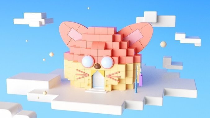 cartoon cat house 3D model | CGTrader