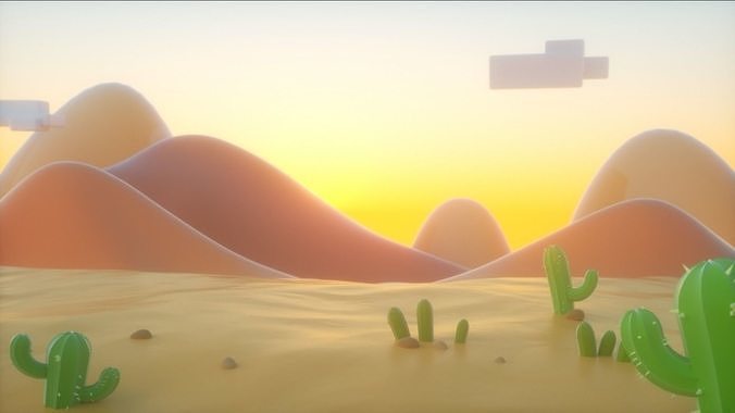 cartoon desert 3D model | CGTrader