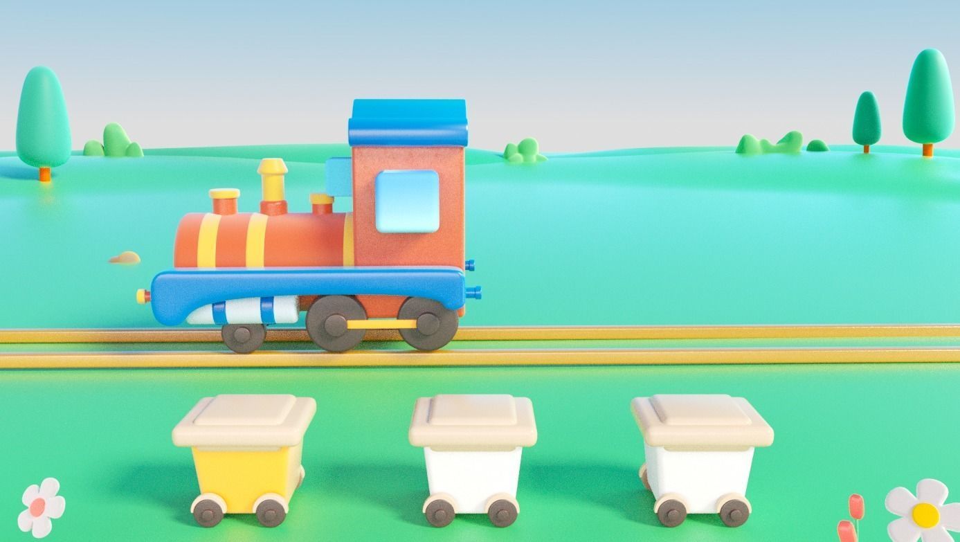 cartoon train track 3D model | CGTrader