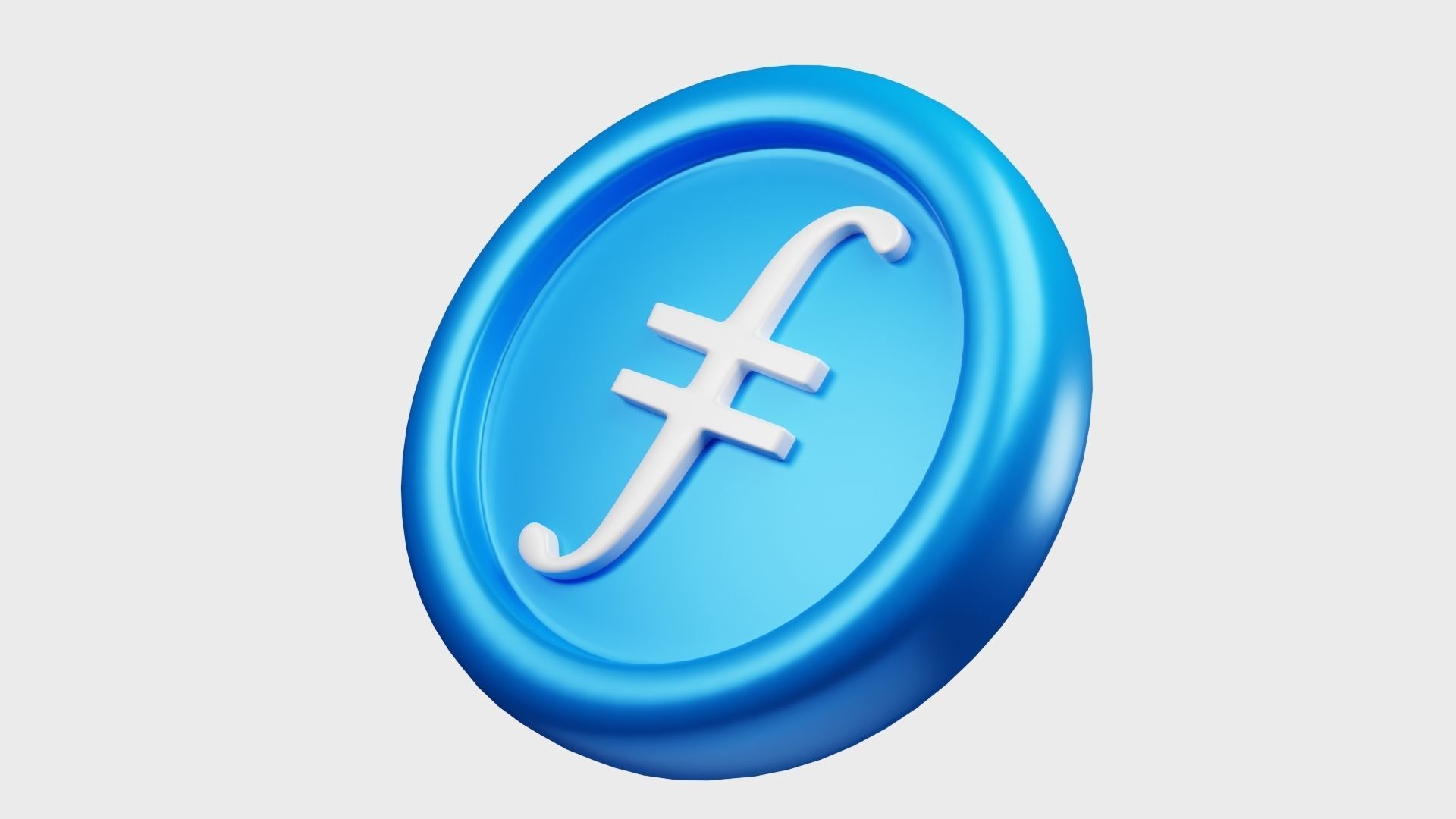 Filecoin or FIL Blue Crypto Coin with cartoon style 3D model | CGTrader