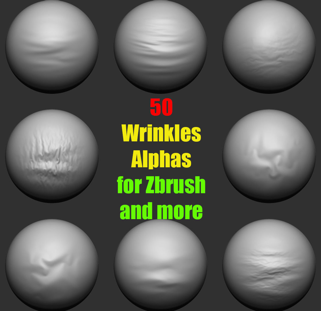 50 Wrinkles Alphas v1 for Zbrush and more 3D model | CGTrader