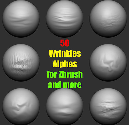 50 Wrinkles Alphas v1 for Zbrush and more 3D model | CGTrader