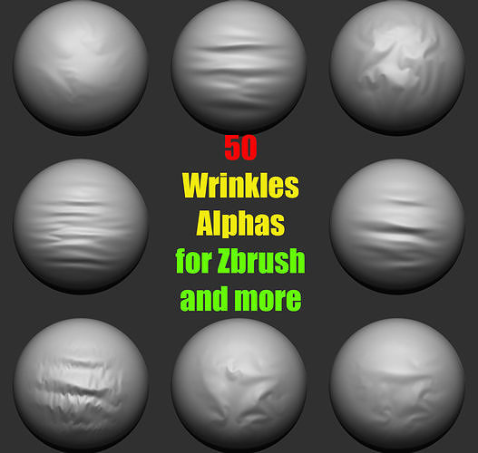 50 Wrinkles Alphas v2 for Zbrush and more 3D model | CGTrader