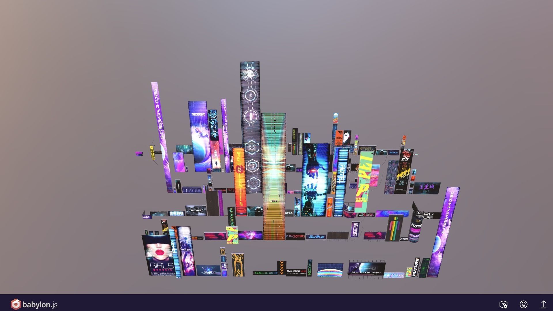 3D model Cyberpunk Billboards Signs Set VR / AR / low-poly | CGTrader