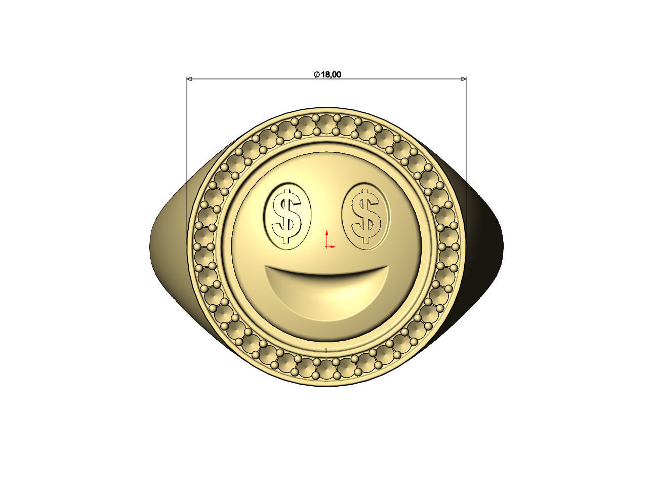 Money smile emoji diamond ring US sizes 7to10 3D model 3D printable ...
