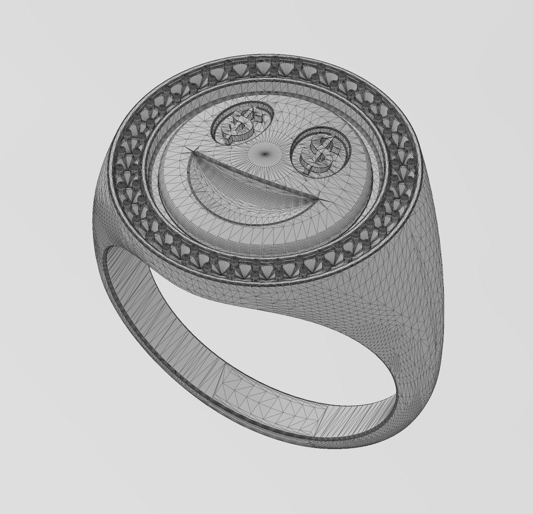 Money smile emoji diamond ring US sizes 7to10 3D model 3D printable ...
