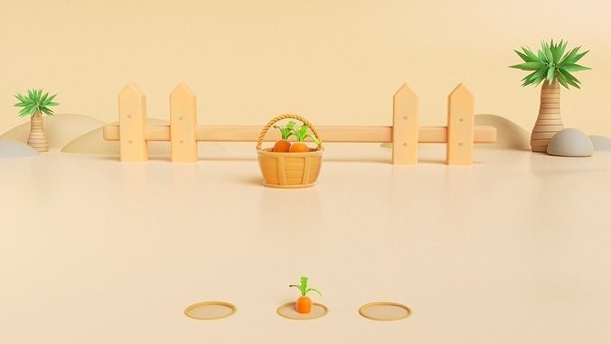 cartoon carrot farm 3D model | CGTrader