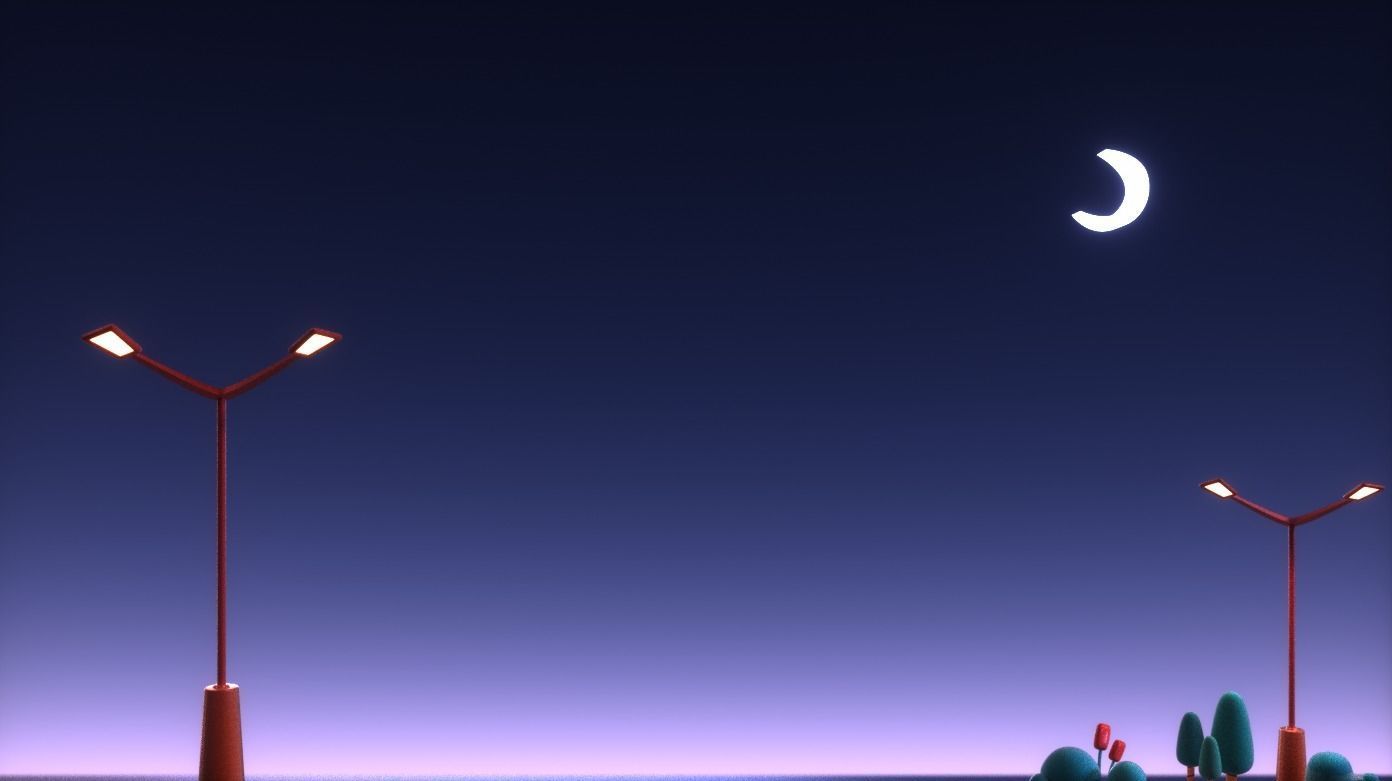 cartoon night scene 3D model | CGTrader