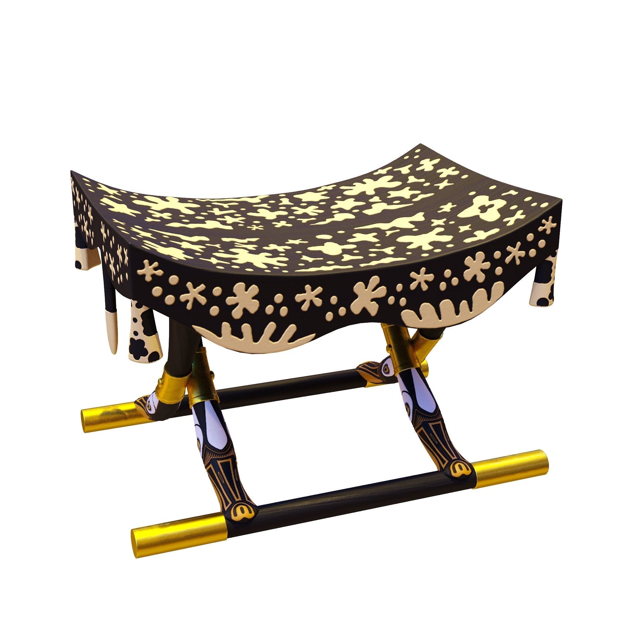 Egyptian Furniture Kit - Folding Stool Leopard Skin 3D model | CGTrader