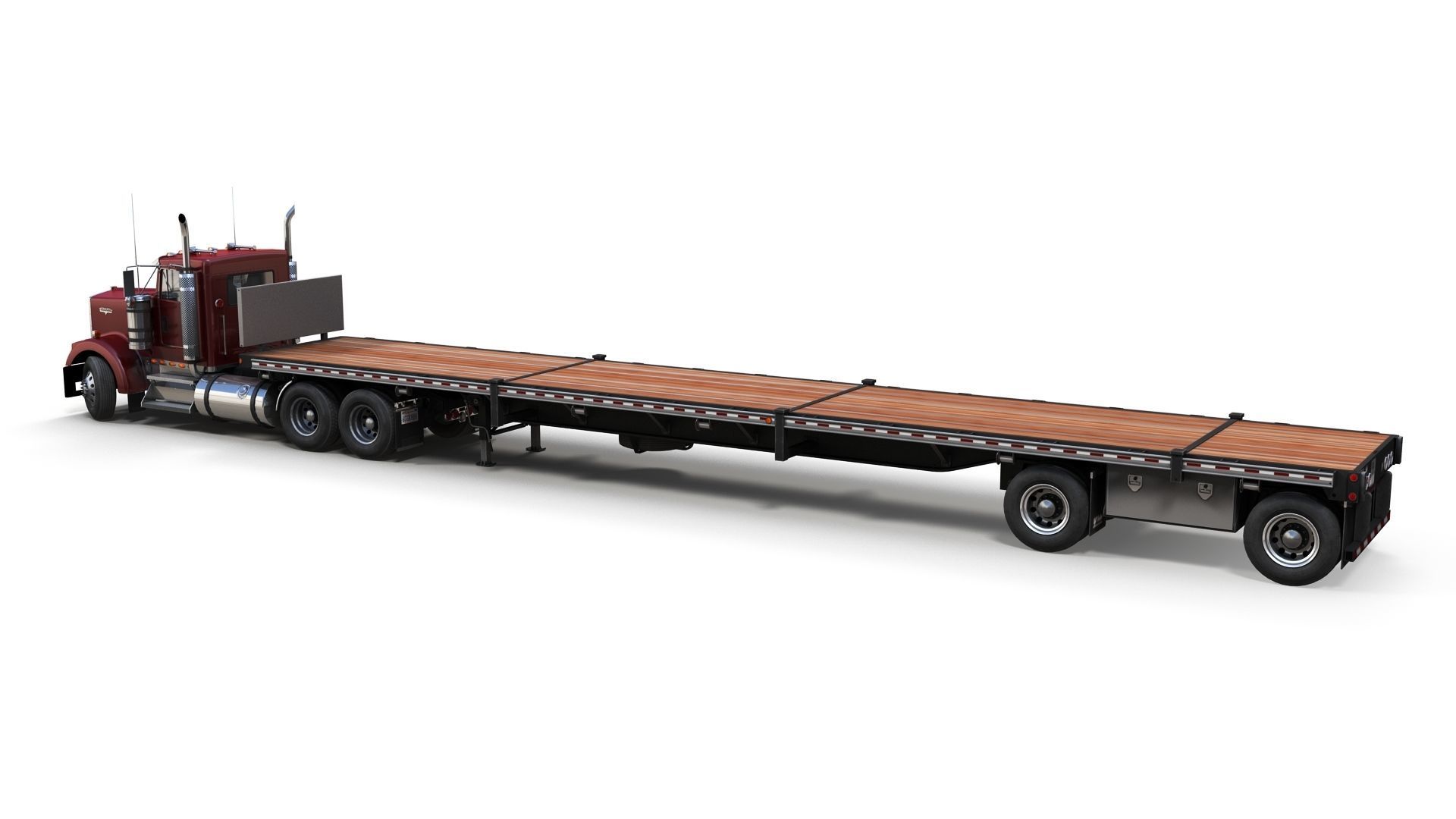 3D model Kenworth W900L flatbed trailer VR / AR / low-poly | CGTrader