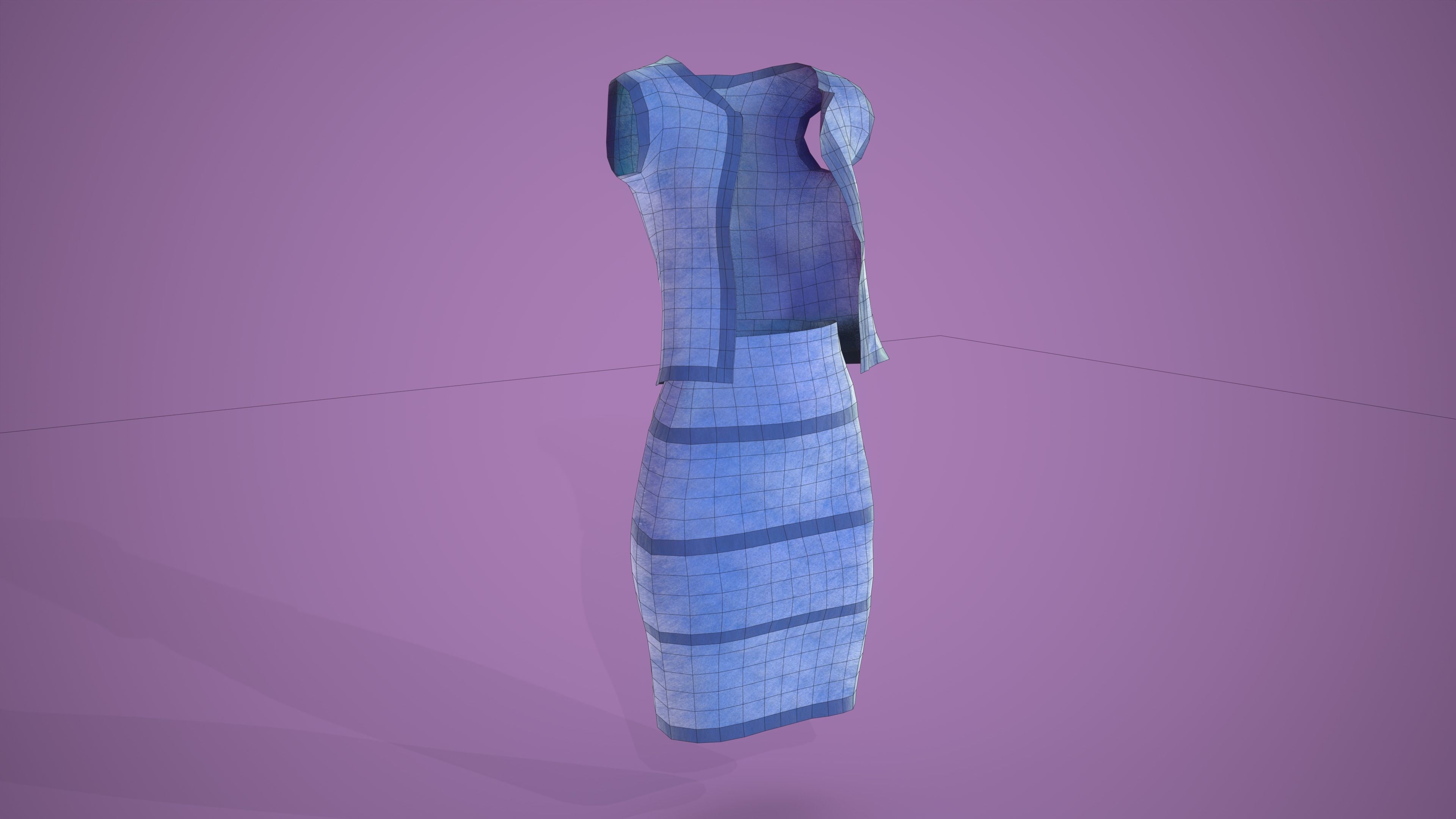 3D model DRESS AND SKIRT with ONLY QUAD retopology CLOTHING WEAR VR ...