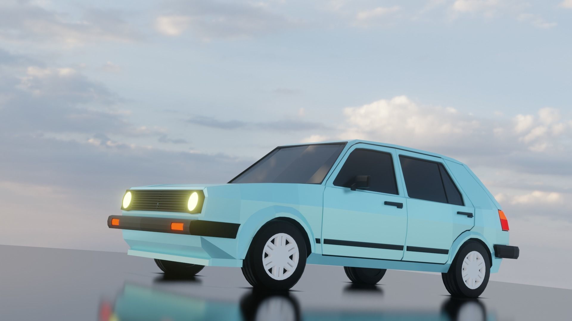3D model Volkswagen Golf II Low-poly style VR / AR / low-poly | CGTrader