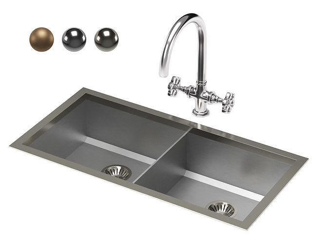 Top mounted rectangular sink with divider 3D model | CGTrader