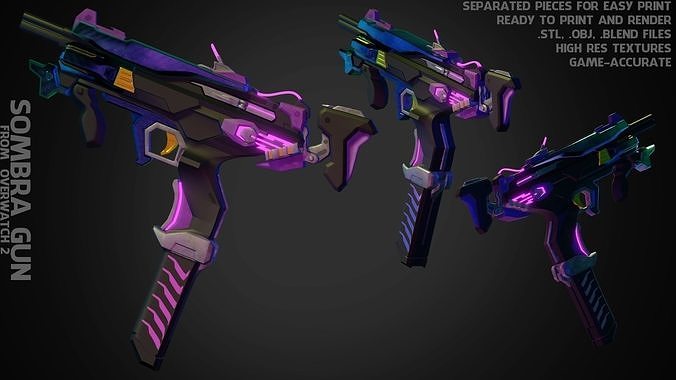 Overwatch 2 Sombra Gun for Cosplay 3D model 3D printable | CGTrader