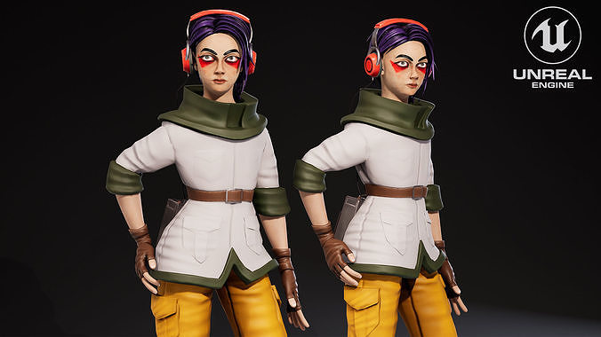 3D model Stylized character female adventure 01 UE VR / AR / low-poly rigged animated | CGTrader