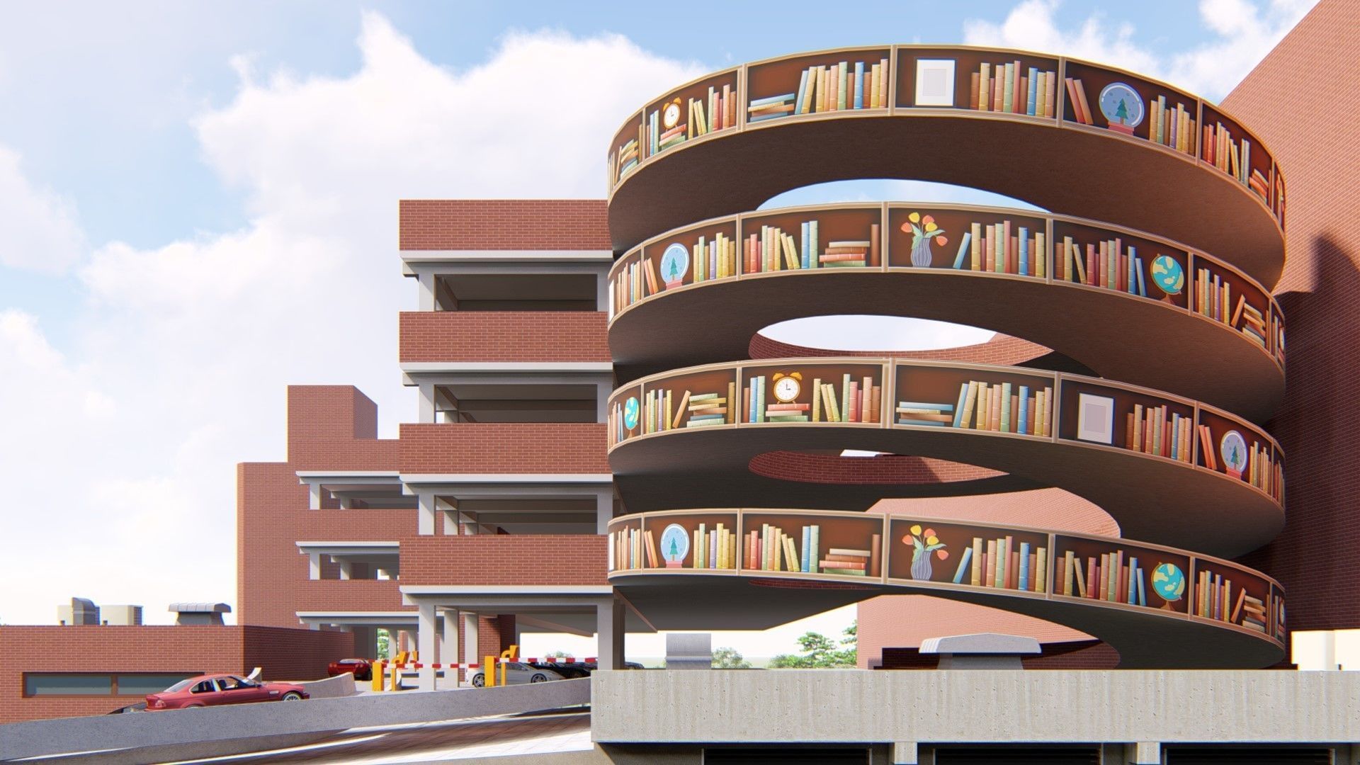 Library parking lot 3D model | CGTrader