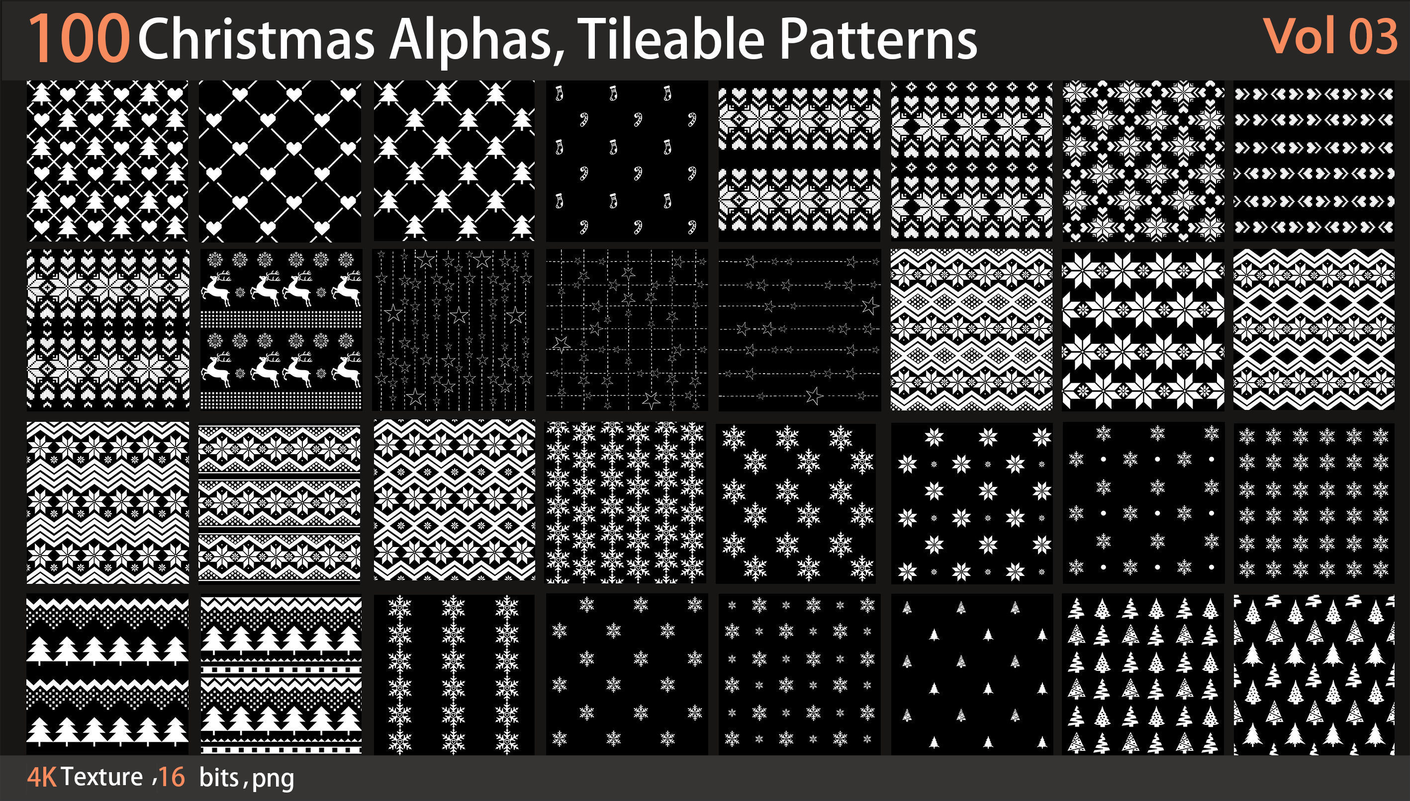 100 Christmas Alphas Tileable Patterns Texture | CGTrader
