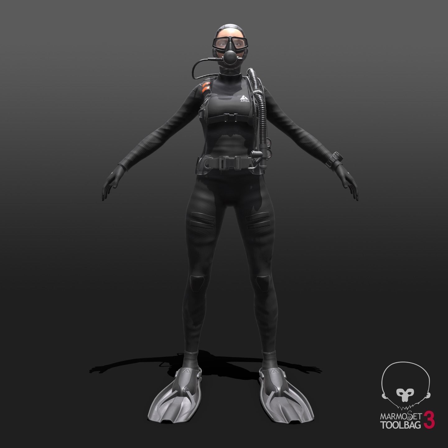 3D model Scuba Diver Female - Diving Suit VR / AR / low-poly | CGTrader