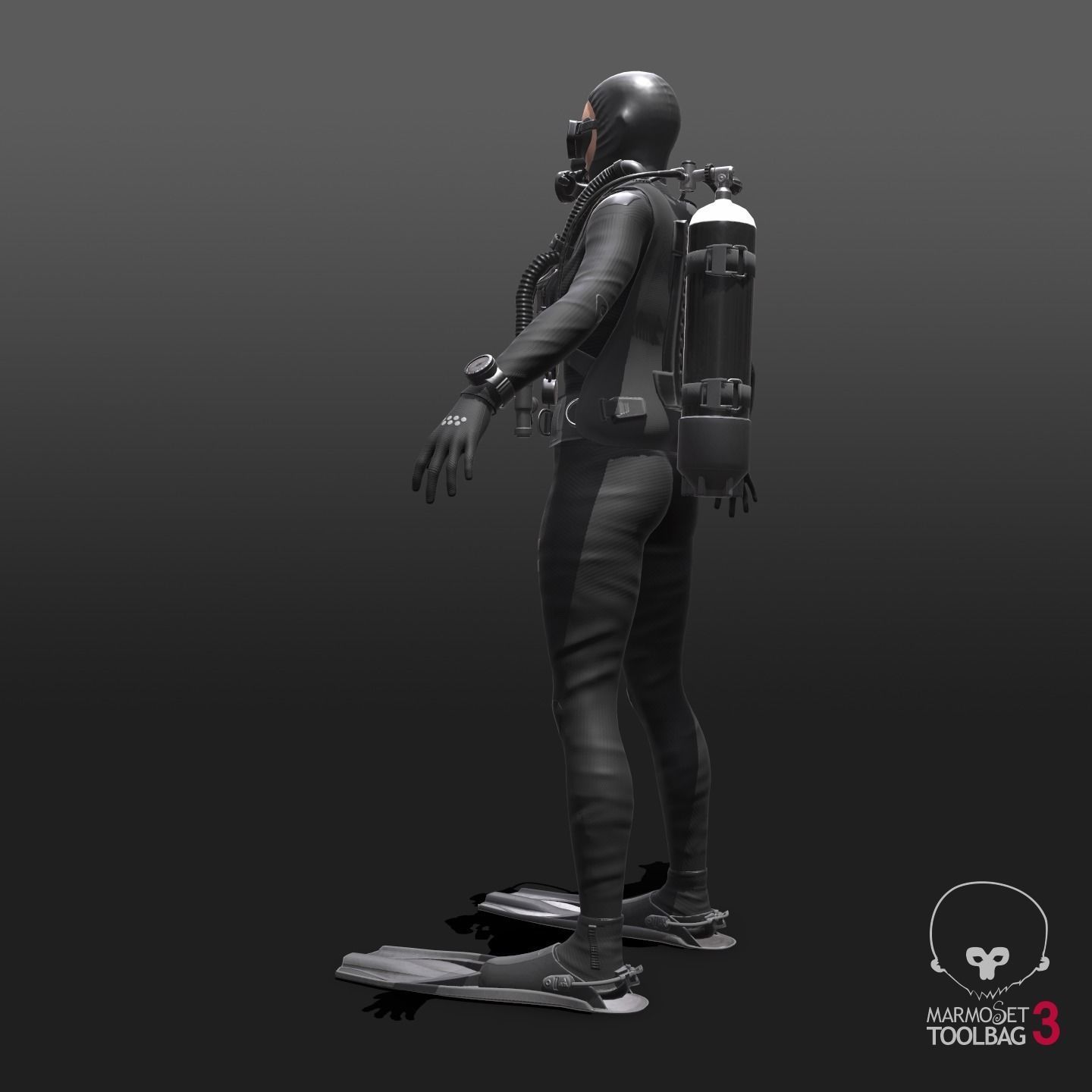 3D model Scuba Diver Female - Diving Suit VR / AR / low-poly | CGTrader