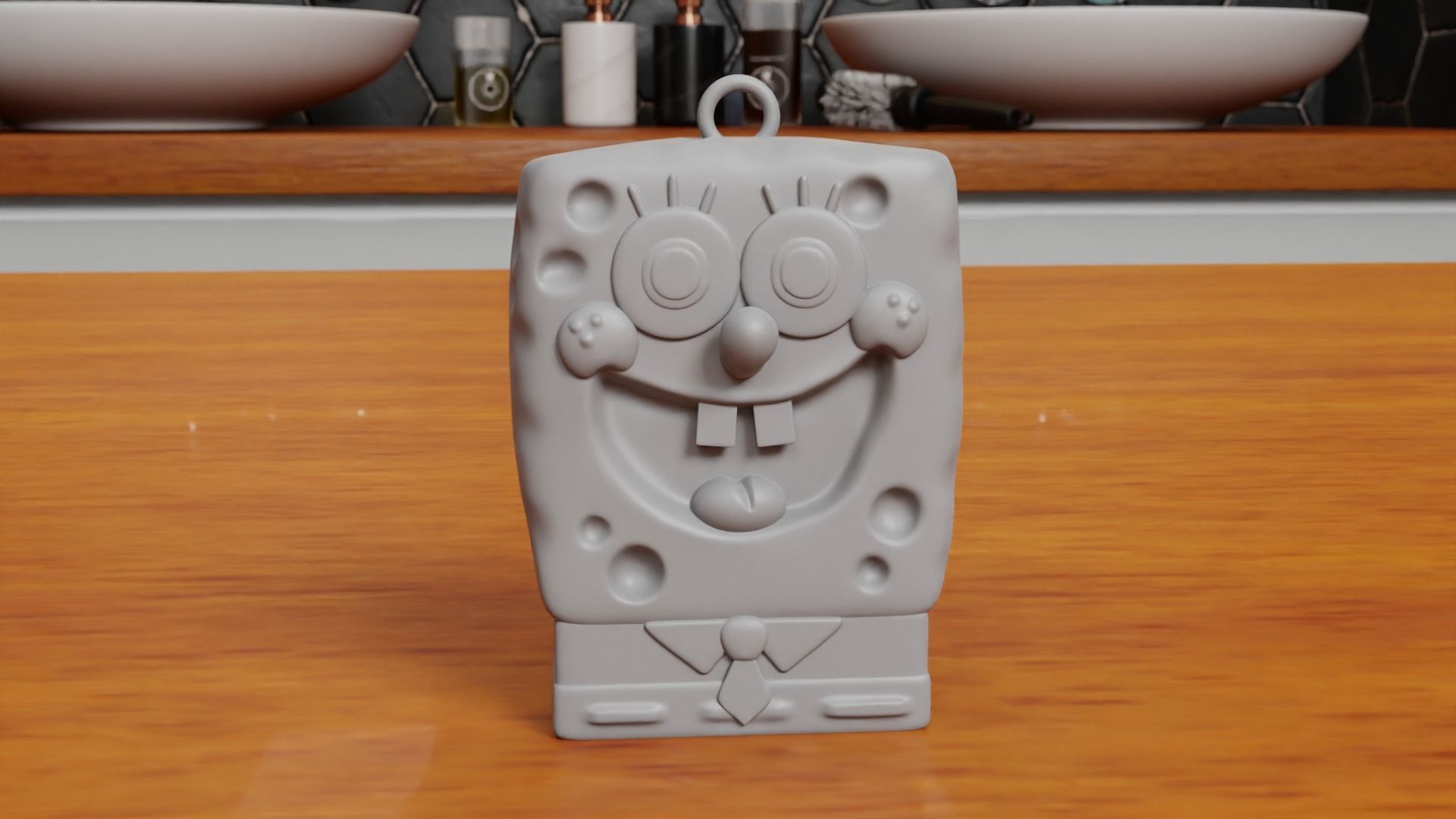 SpongeBob Keychain 3D model 3D printable | CGTrader