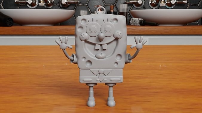 SpongeBob Keychain 3D model 3D printable | CGTrader