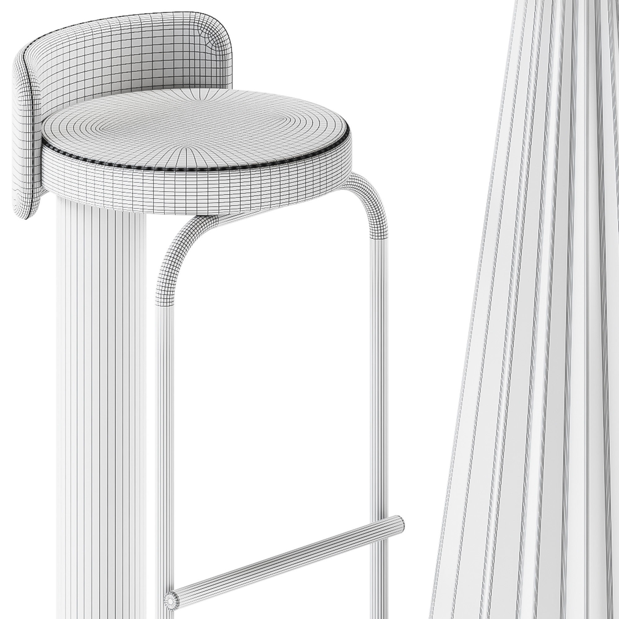 PLISSE High Table and Fox Counter Bar stool by Woo furniture 3D model ...