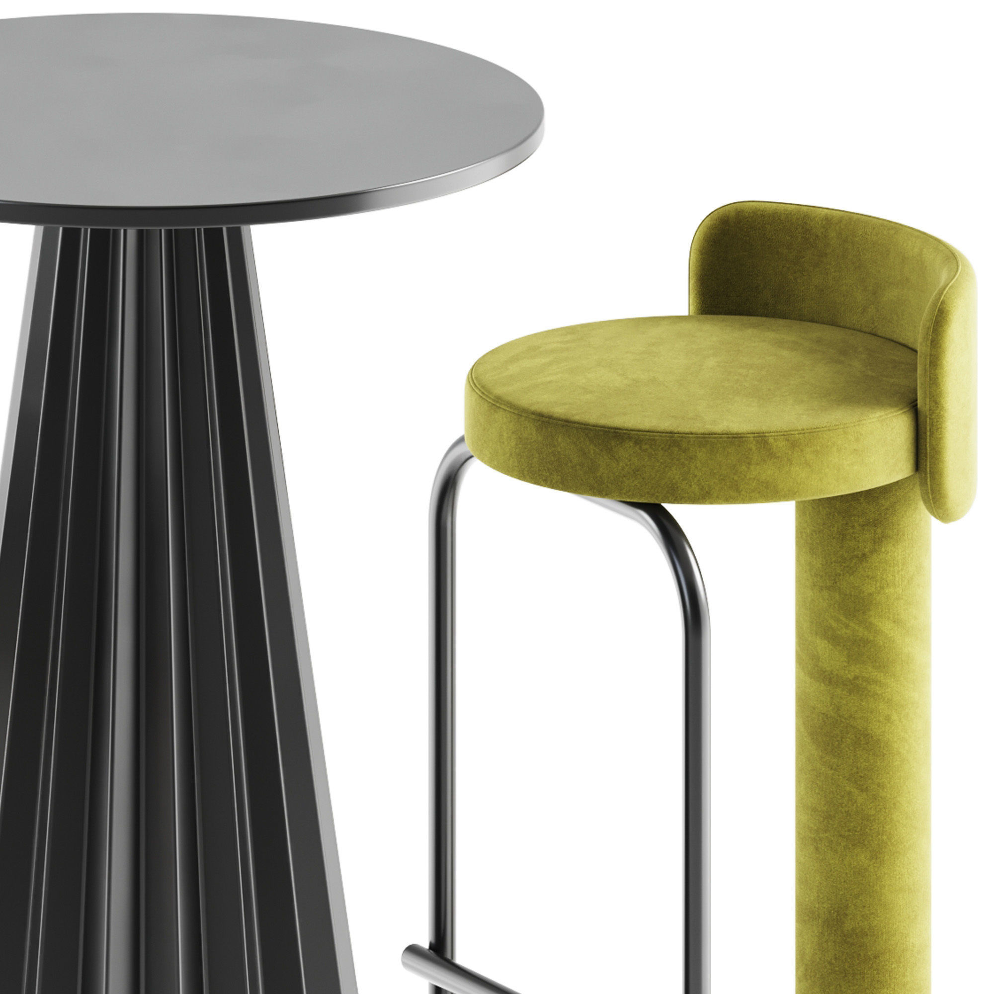 PLISSE High Table and Fox Counter Bar stool by Woo furniture 3D model ...