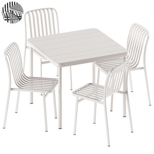 BANGI Square Table and KANO Stackable steel Chair by BABEL D 3D model ...