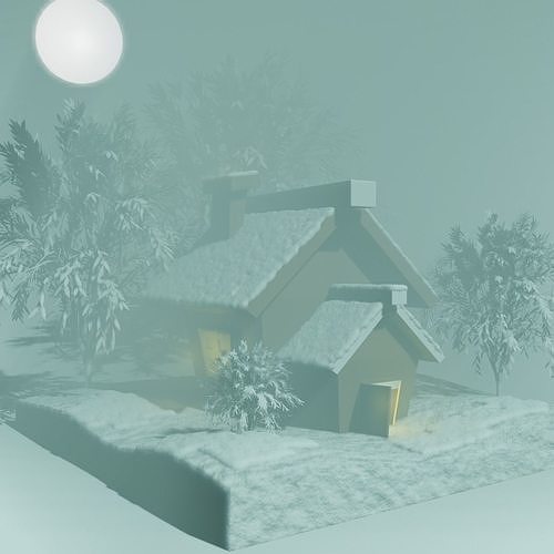 snowy home in the winter season free 3D model | CGTrader