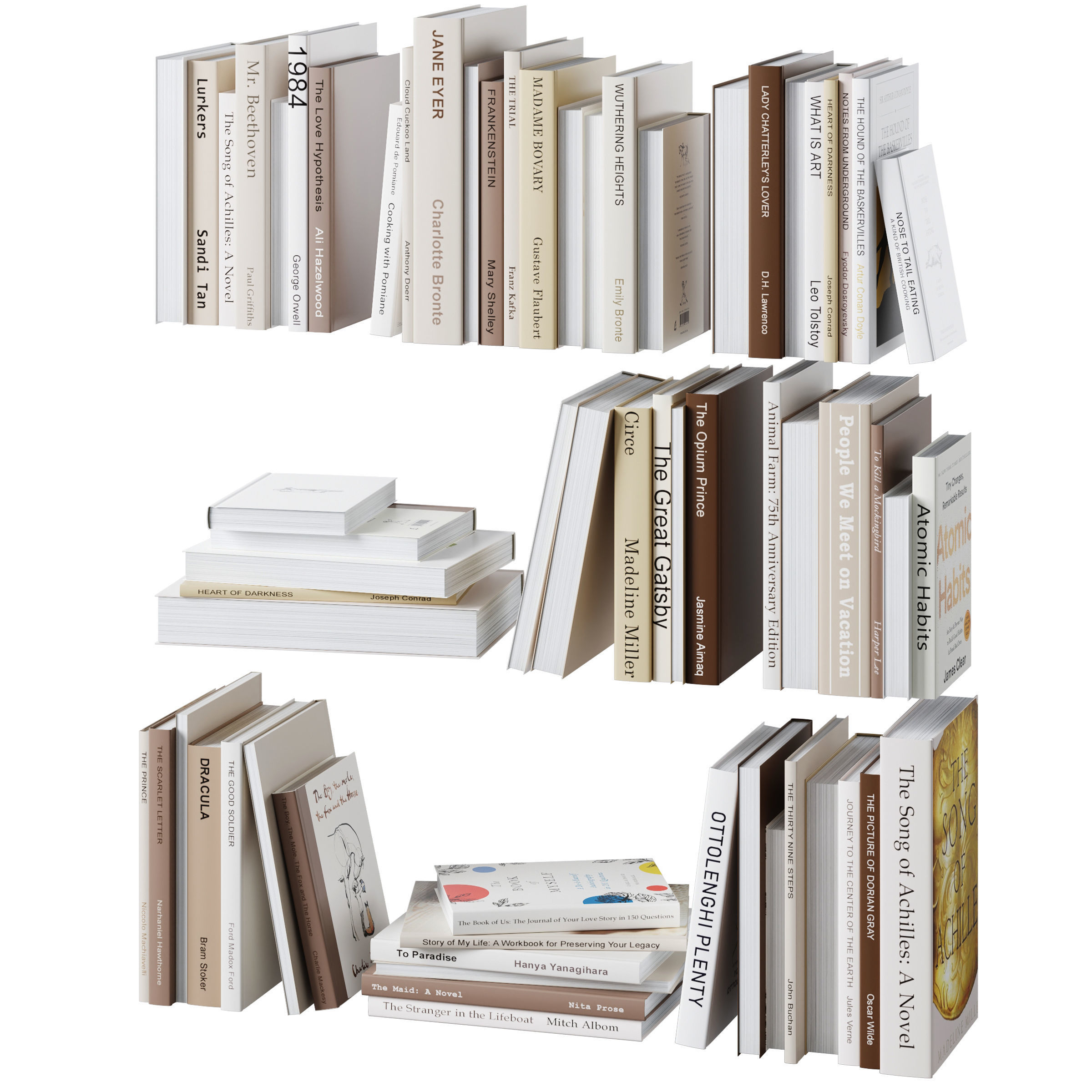 Set of books in beige colors 3D model | CGTrader