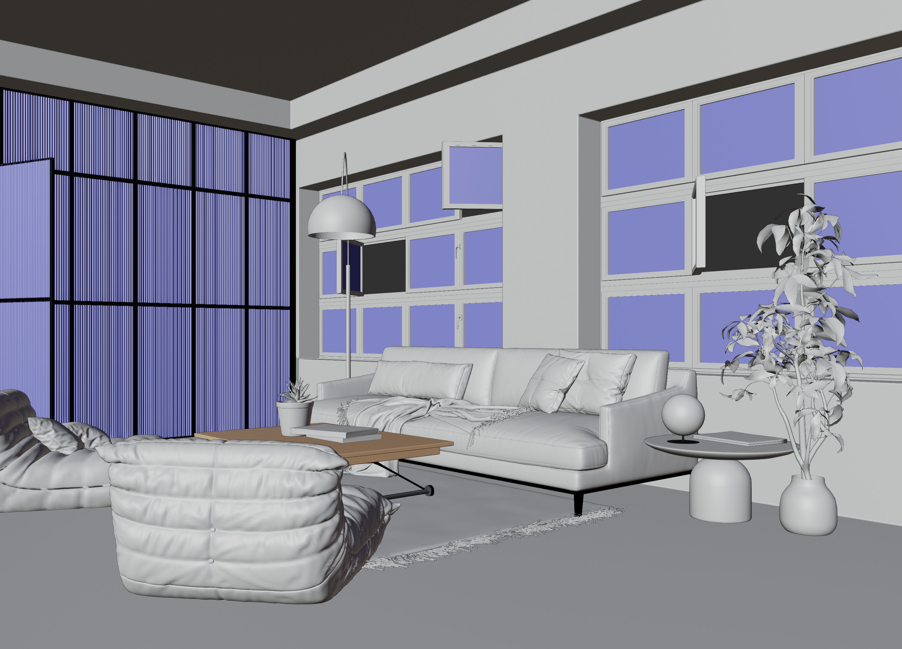 Living room with Bedroom scene in native blend file 3D model | CGTrader