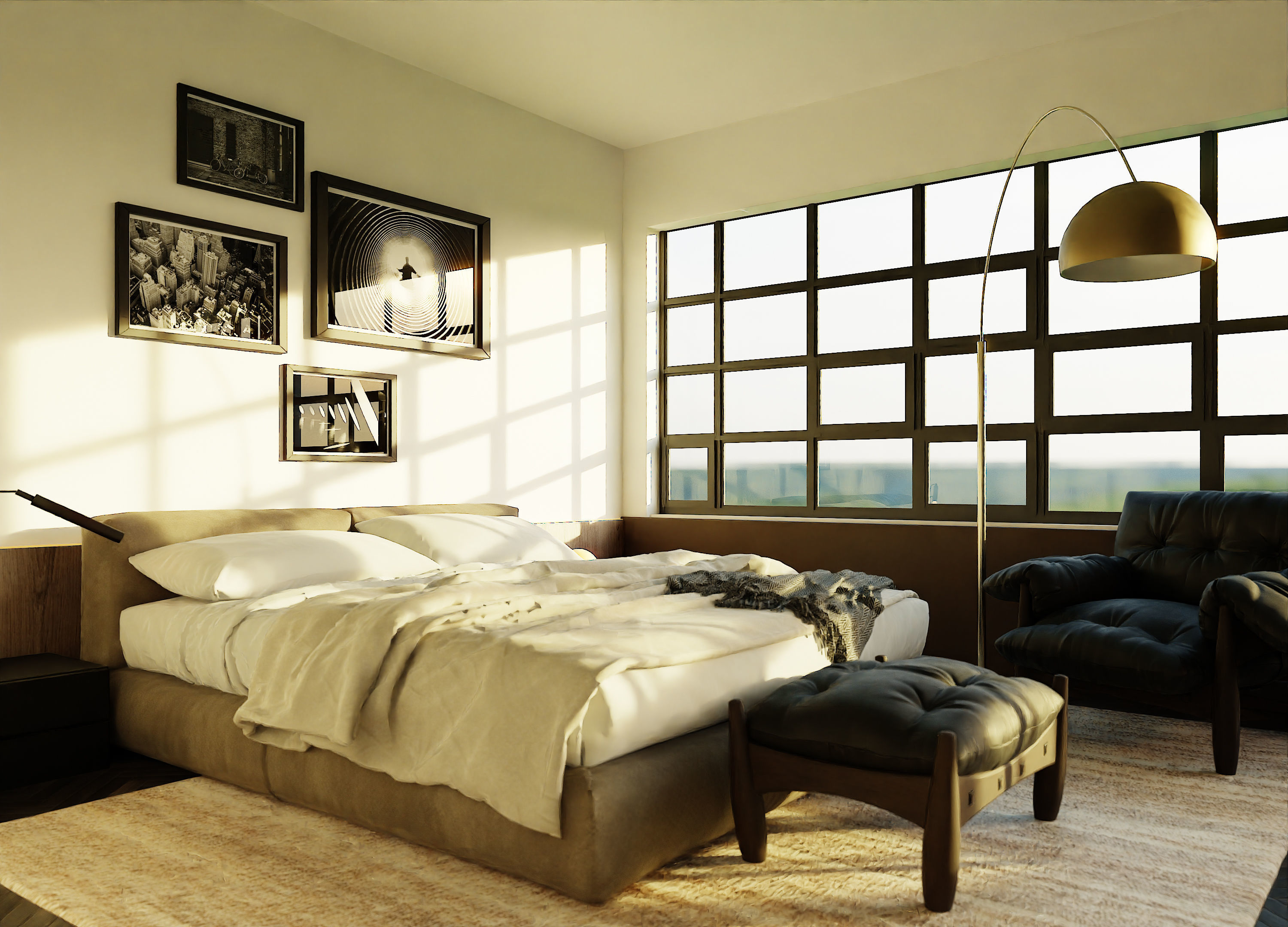 Living room with Bedroom scene in native blend file 3D model | CGTrader