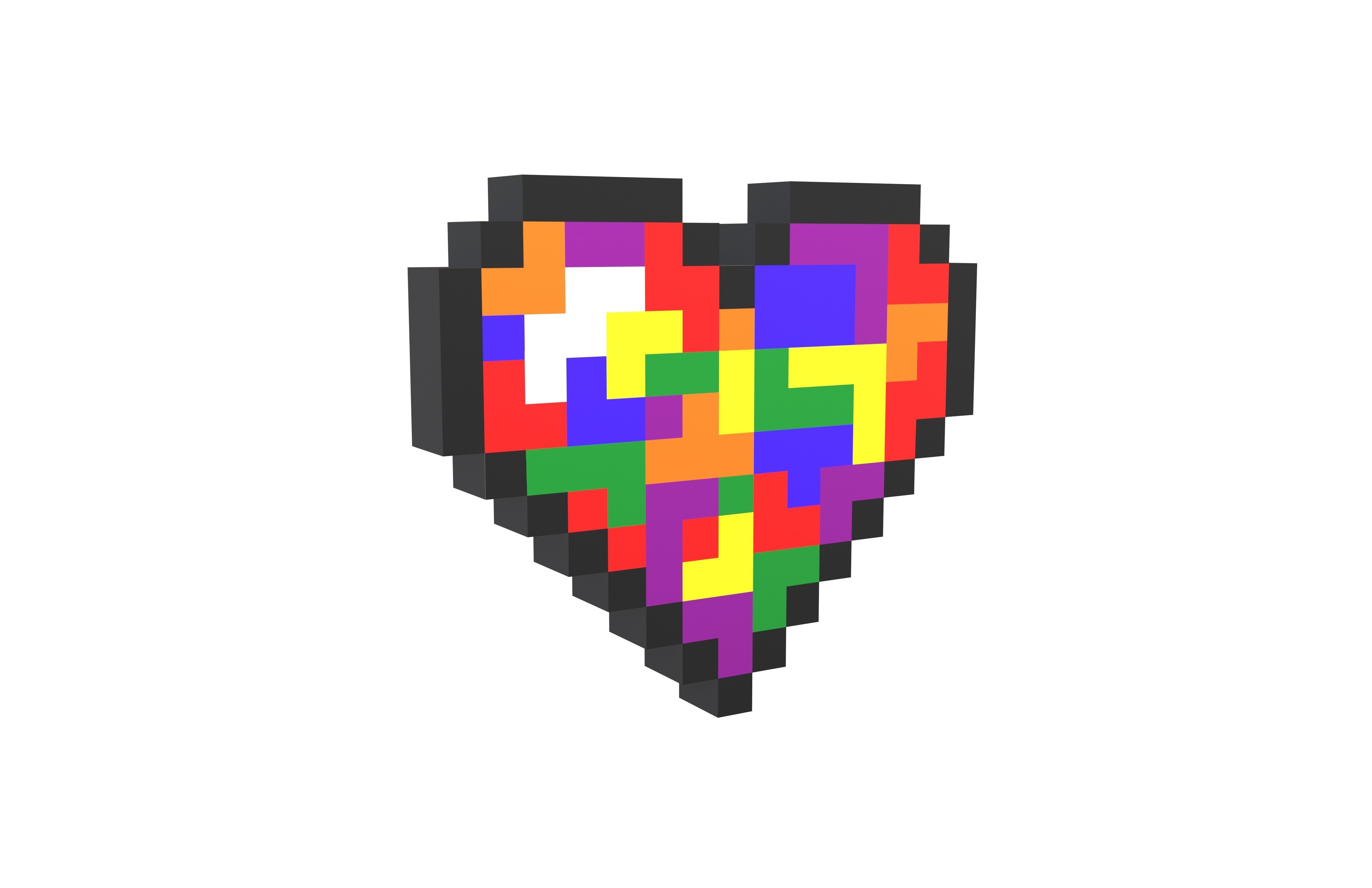 3D model Pixel Heart v1 010 VR / AR / low-poly | CGTrader