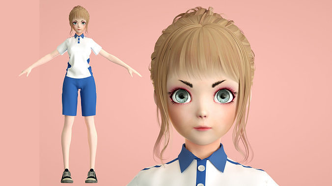 girl middle school student bad girl high school girl little girl 3D ...