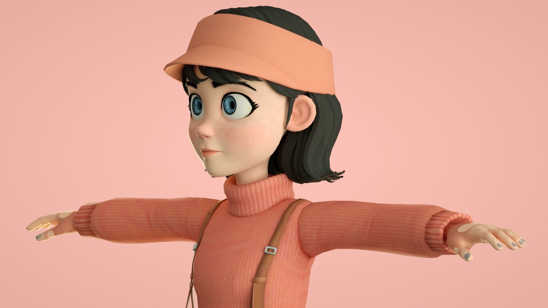 cartoon girl little girl little girl student 3D model | CGTrader