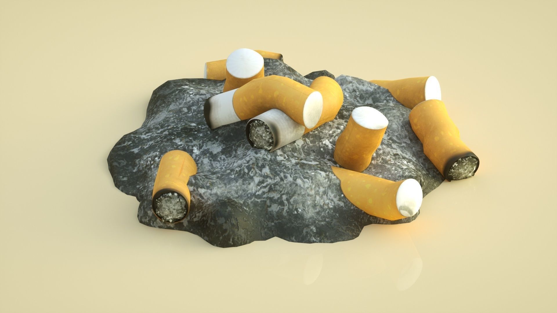 smoke cigarette ash ashes garbage 3D model | CGTrader