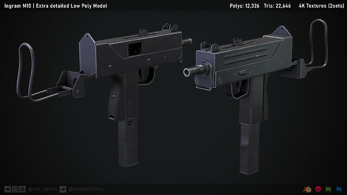 3D model Low-poly Ingram Mac10 VR / AR / low-poly | CGTrader