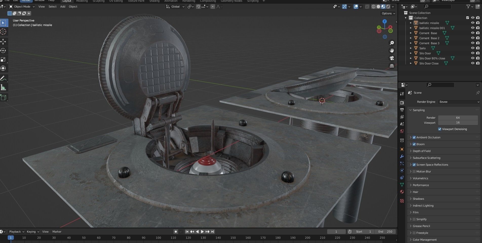 3D model Missile Silo With Ballistic Missile VR / AR / low-poly | CGTrader